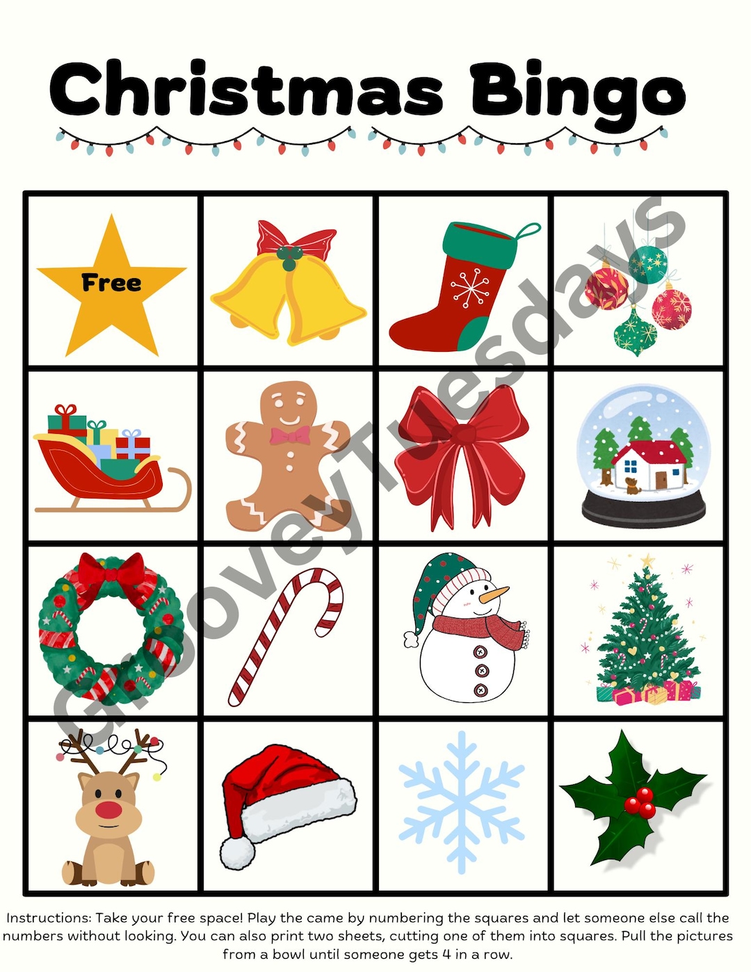 Christmas Bingo Activity Sheet for Kids - Etsy