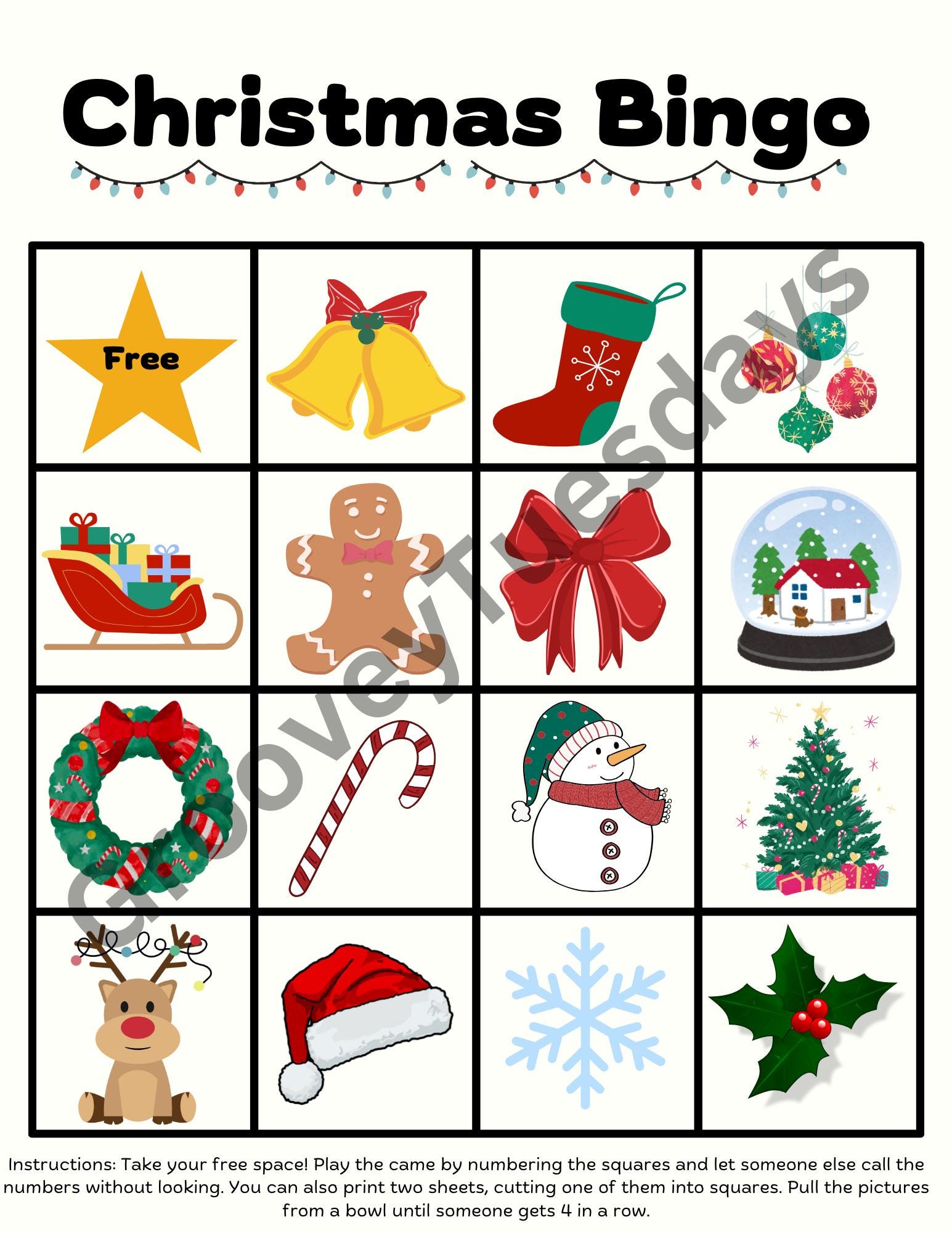 Christmas Bingo Activity Sheet for Kids - Etsy
