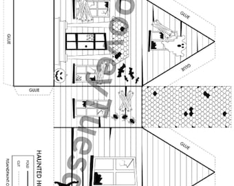 Halloween House Paper Craft, 3D Paper House Template, Spooky Halloween ...