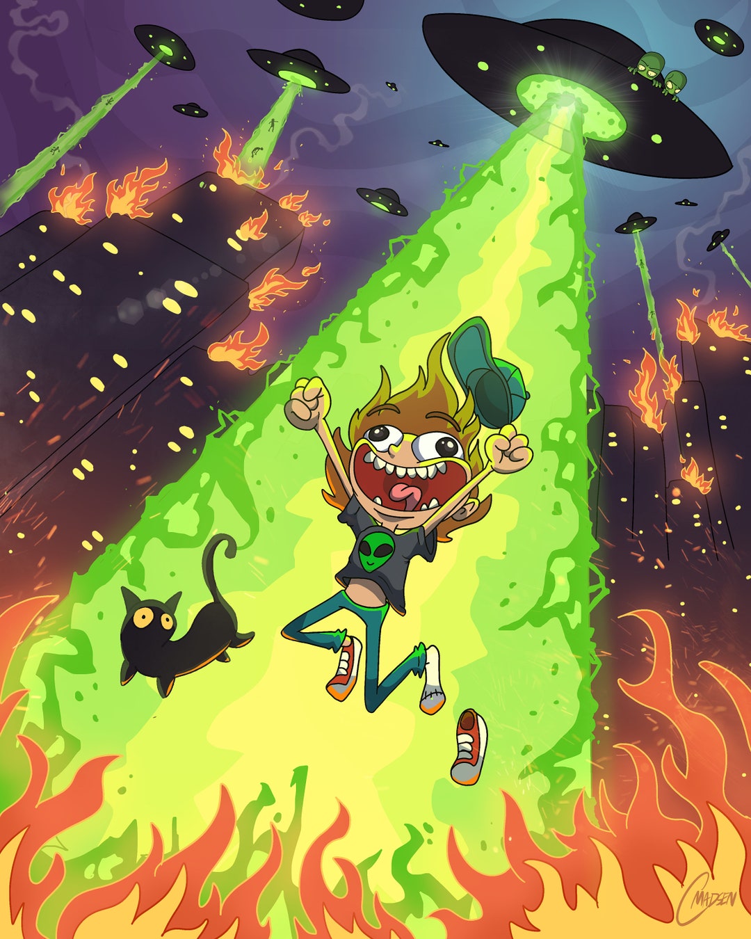 Alien Fanboy | UFO | Hand-drawn Illustration | Digital Art Print | Wall Decor - Etsy