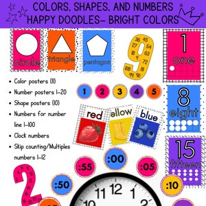 Colors, Shapes, and Numbers Posters Math Elements for Primary Classroom ...