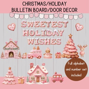 Pink Gingerbread Christmas Bulletin Board Kit (printable) - Etsy