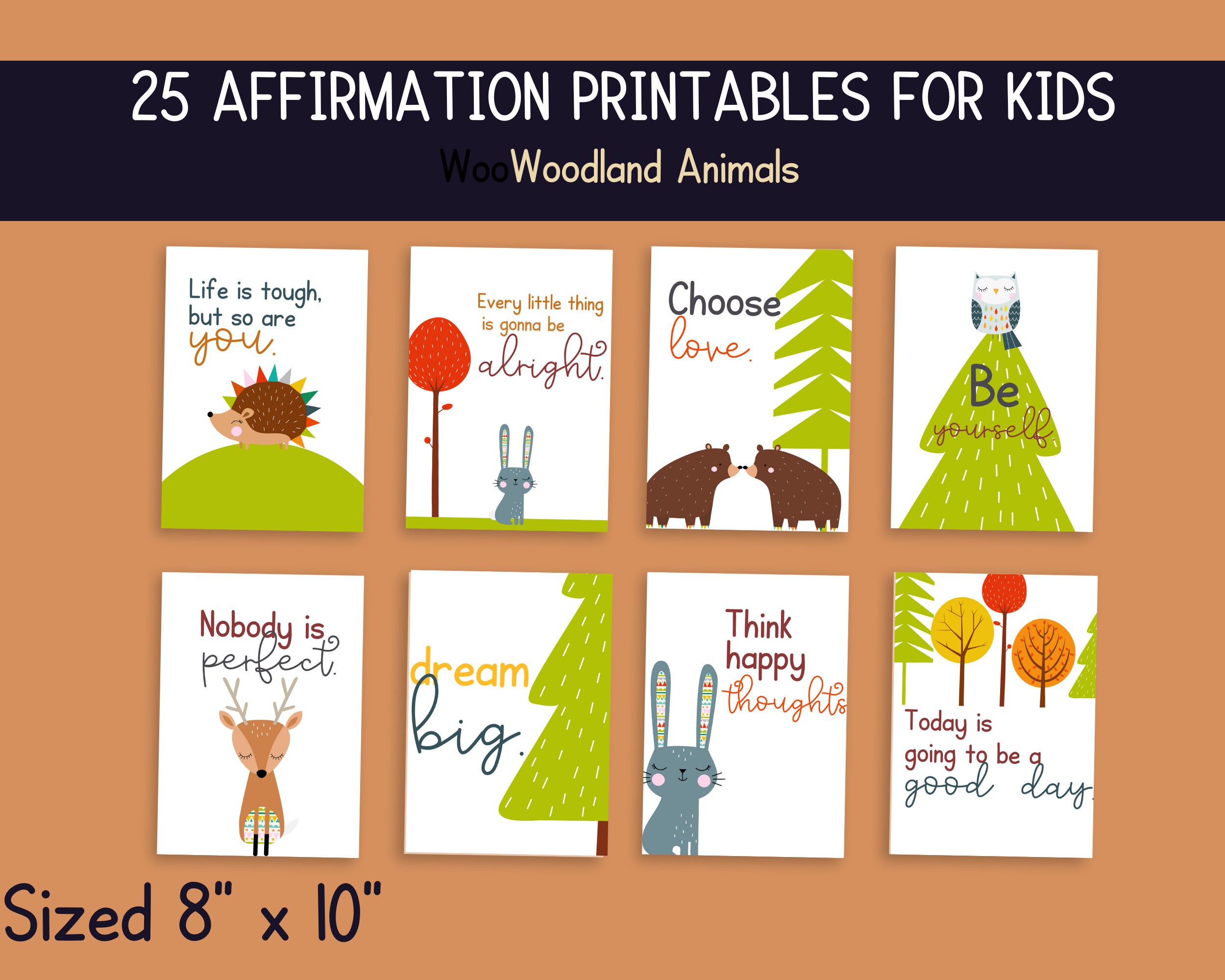 25 Affirmation Printables for Kids Woodland Animal Theme - Etsy