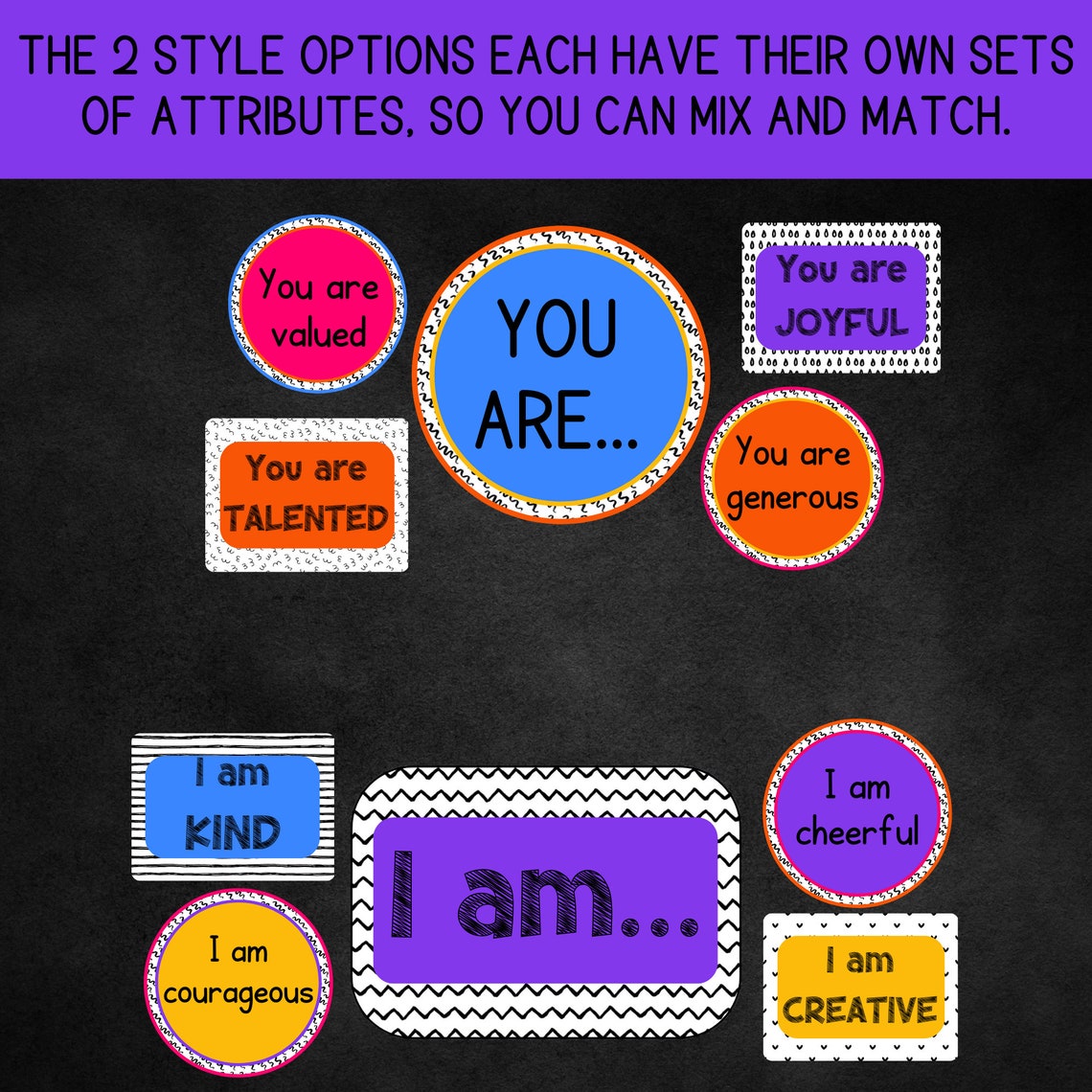 Classroom Affirmation Station Set: Happy Doodles, Bright Colors ...