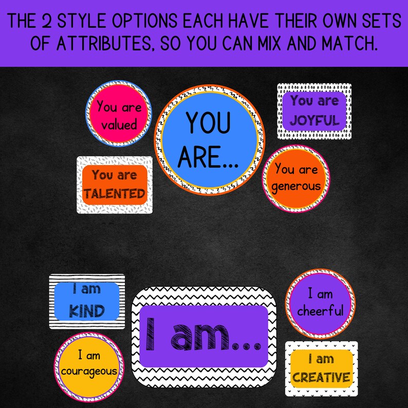 Classroom Affirmation Station Set: Happy Doodles, Bright Colors ...