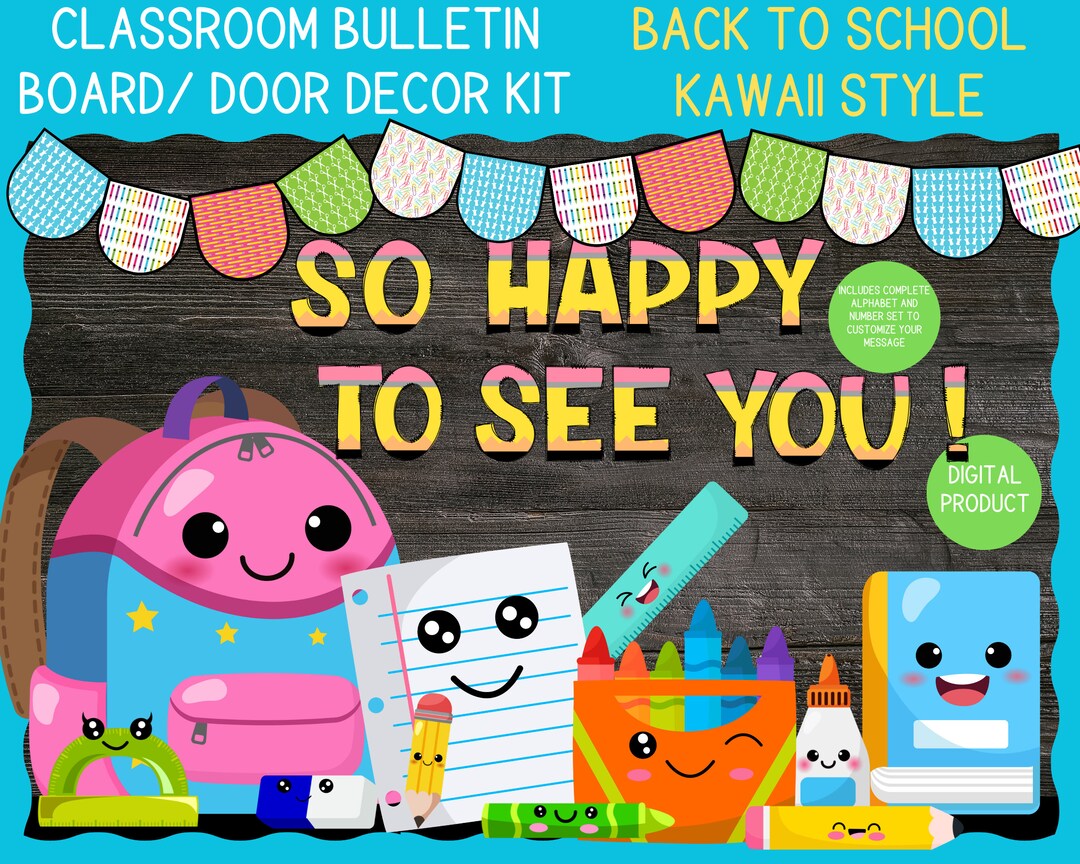 Kawaii Back to School Bulletin Board Decor Kit (digital Download) - Etsy