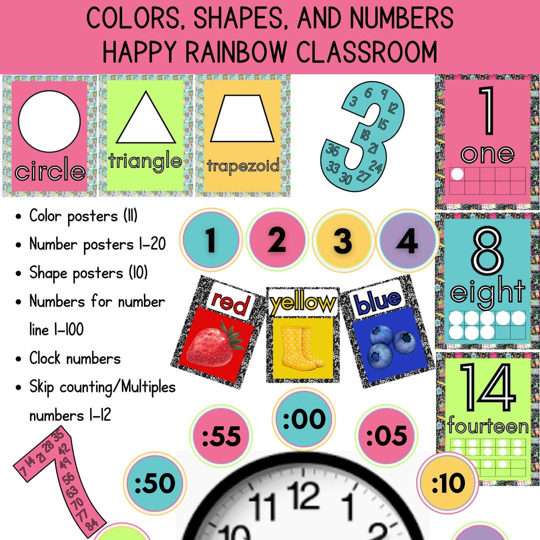 Colors, Shapes, and Numbers Classroom Decor | Preschool & Kindergarten ...