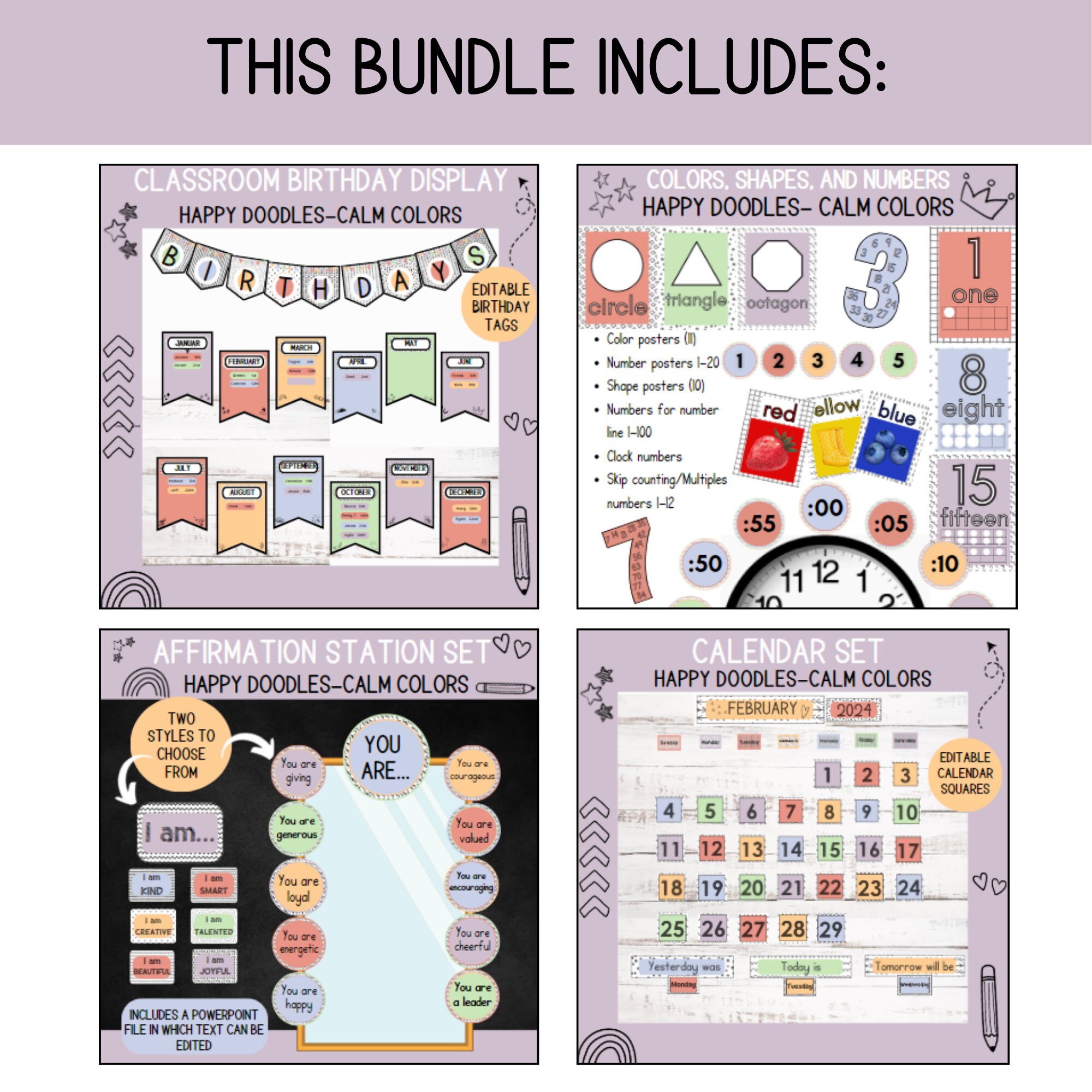 Pastel Classroom Decor Bundle: Happy Doodles (digital Download) - Etsy