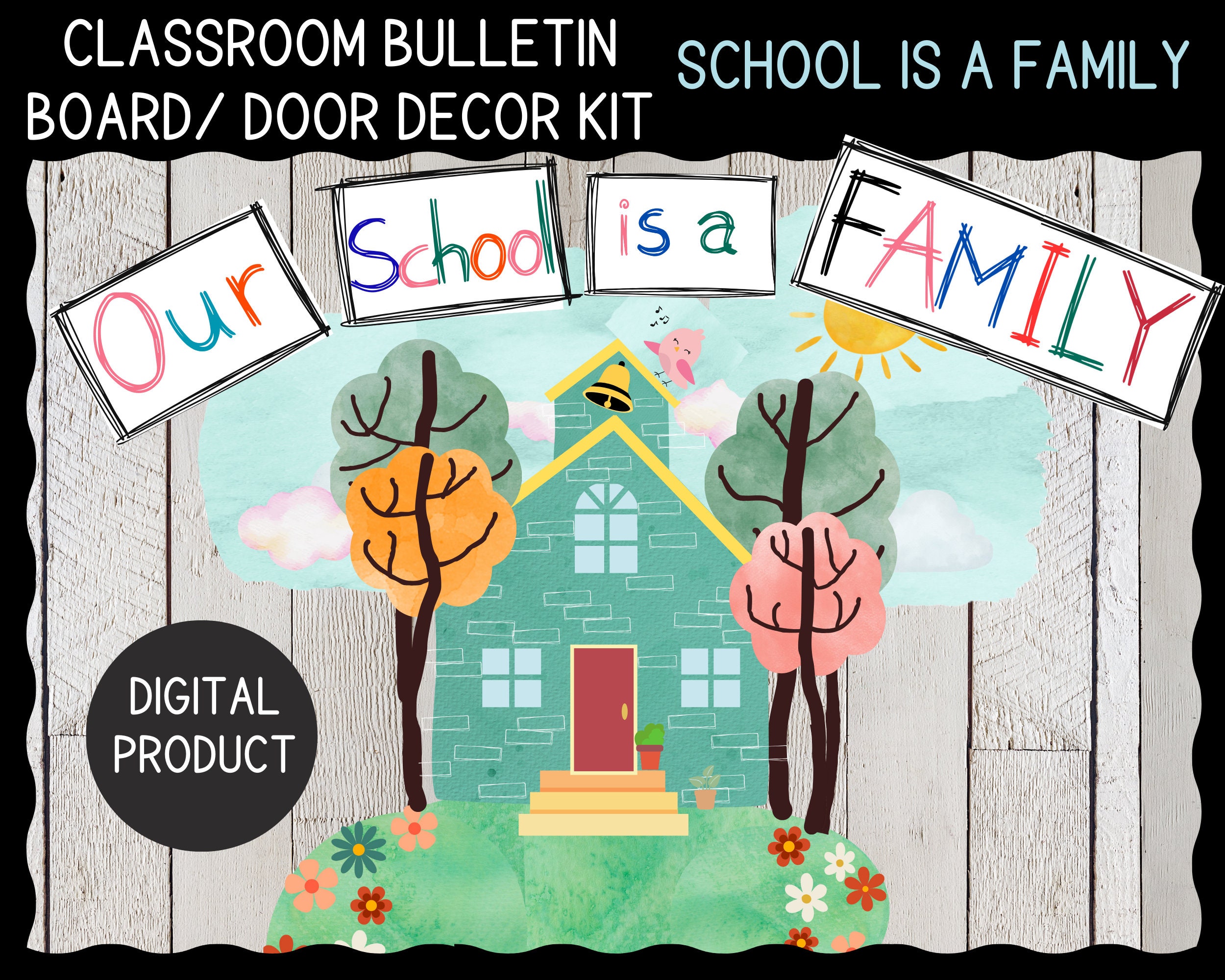 School is Family Bulletin Board or Door Decor Classroom Decor for ...