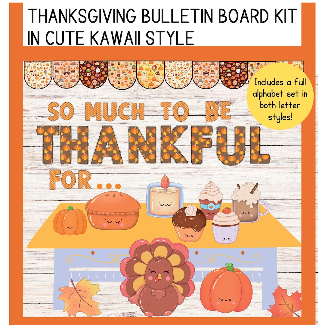 So Much to Be Thankful for Thanksgiving Bulletin Board Kit in Cute ...