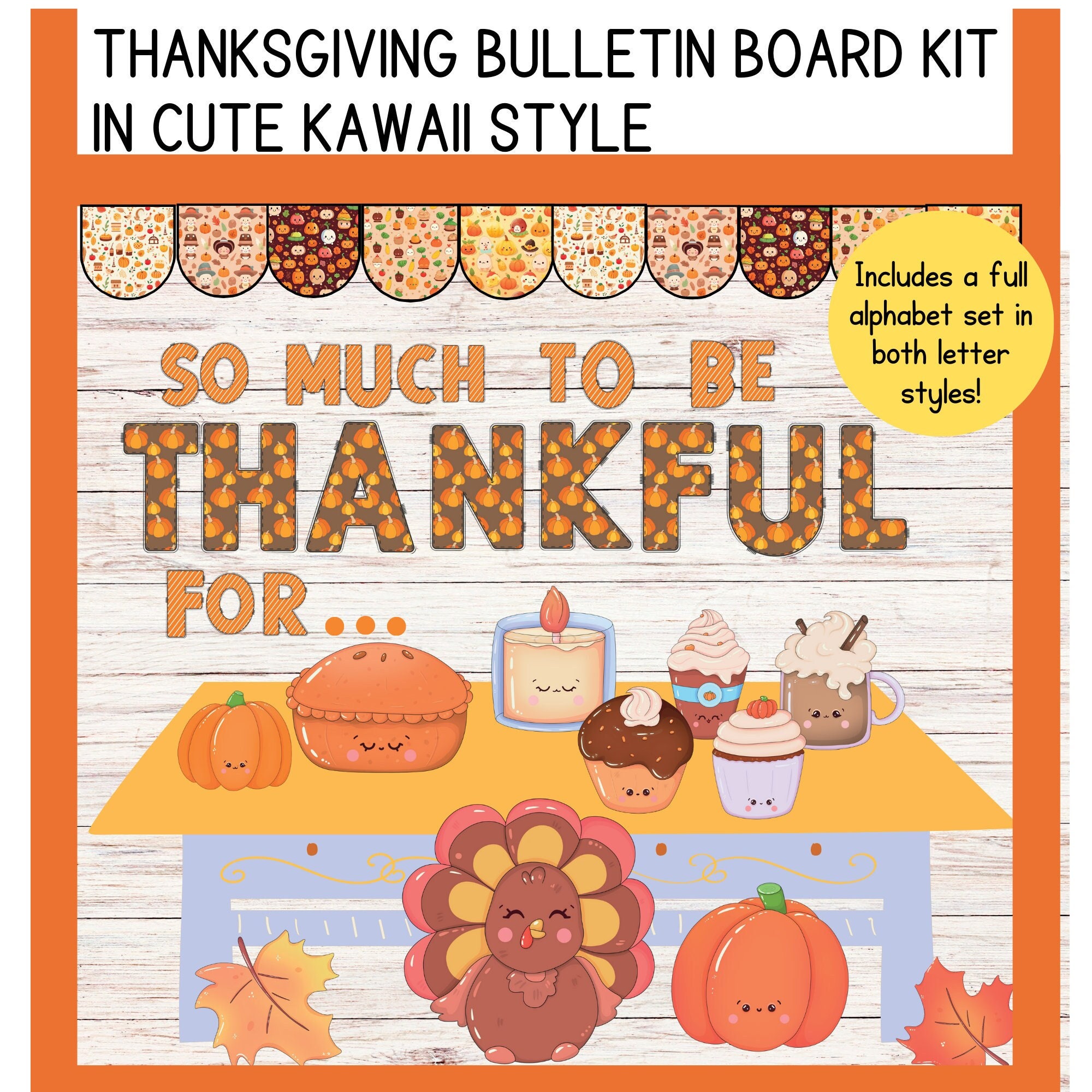 So Much to Be Thankful for Thanksgiving Bulletin Board Kit in Cute ...