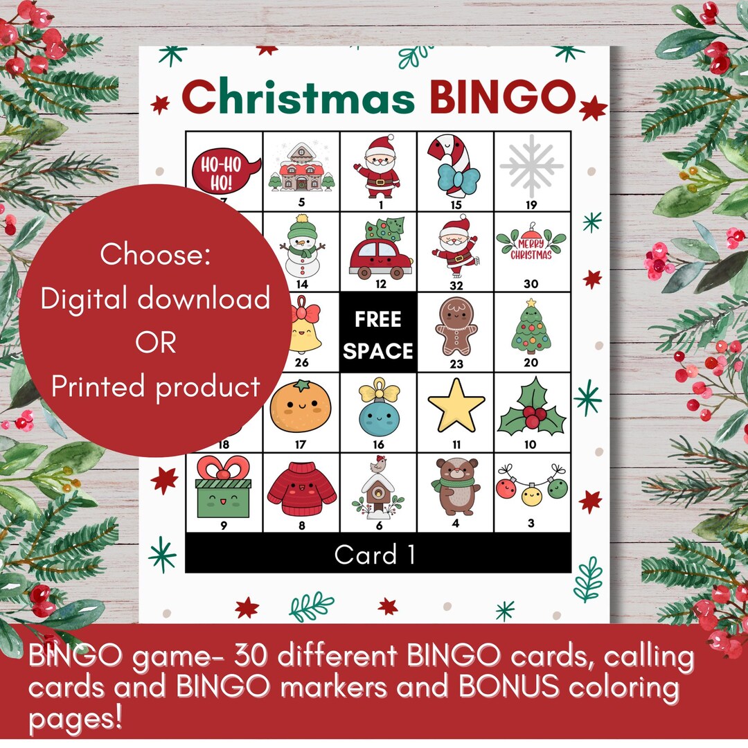 Christmas Bingo-holiday Game for Classroom or Christmas Game Family ...