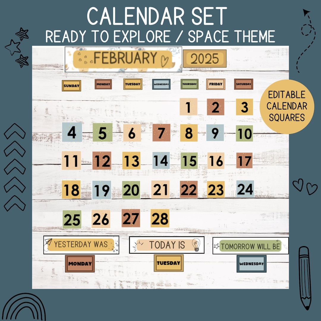 Printable Calendar Set for Classroom- Space Theme- Ready to Explore ...