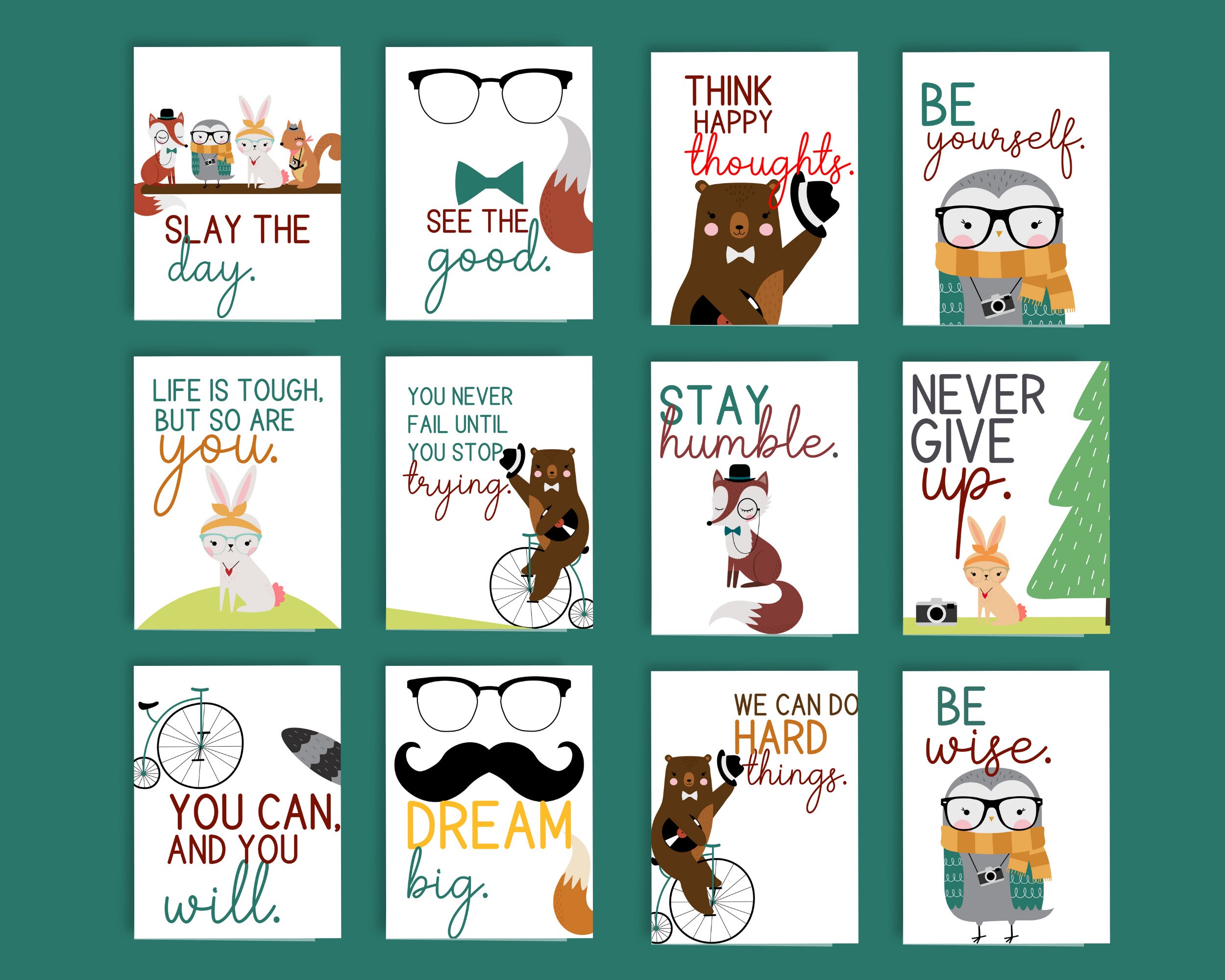 25 Affirmation Printables for Kids HIPSTER Woodland Animal - Etsy