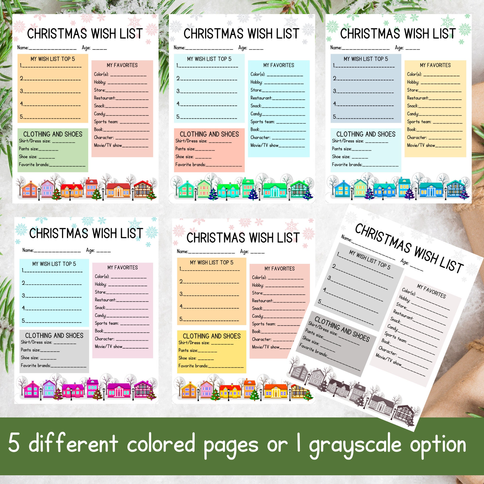 Printable Christmas Wish List for Kids or Adults-holiday Wish List for ...