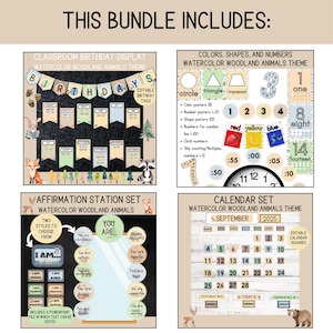 Woodland Classroom Decor Bundle: Watercolor Animals Theme (editable ...