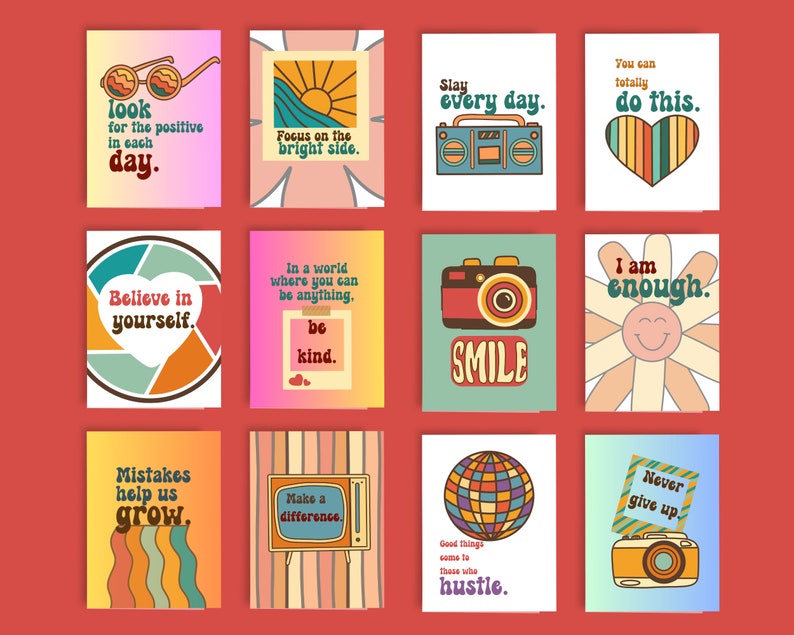 25 Motivational Printables for Kids- Retro/groovy Theme - Etsy