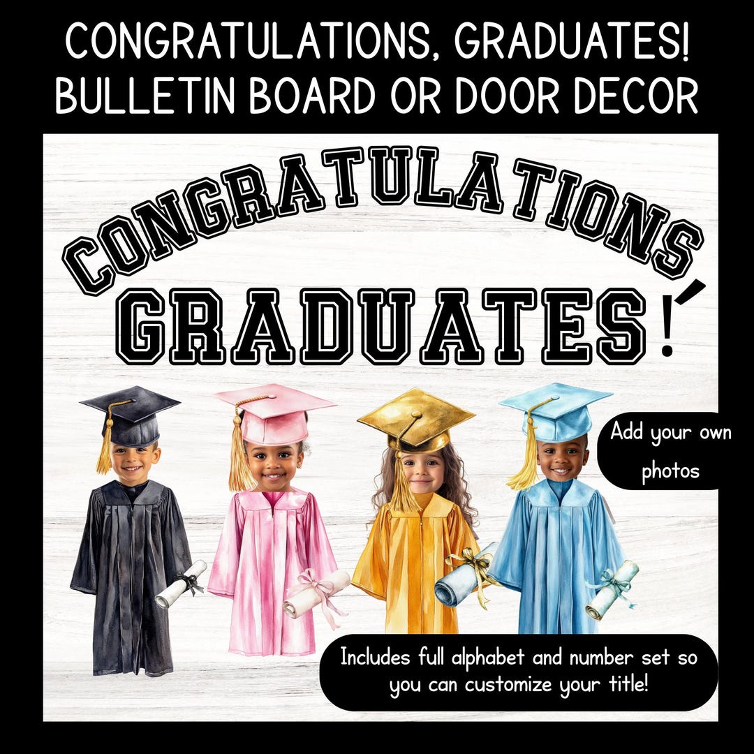 Congratulations, Graduates Bulletin Board or Door Decor for Elementary ...