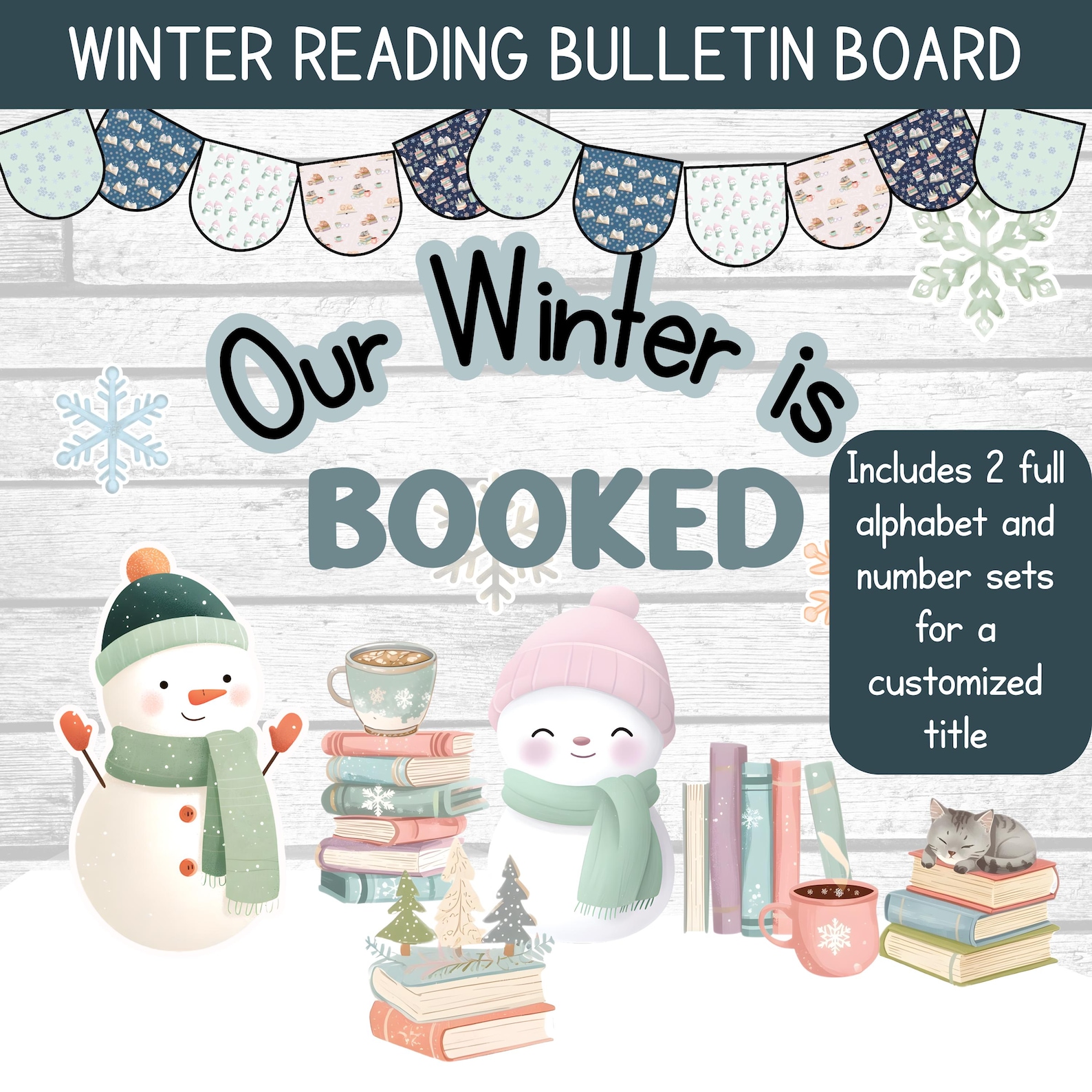 Our Winter is Booked Printable Bulletin Board | Winter Reading Bulletin ...