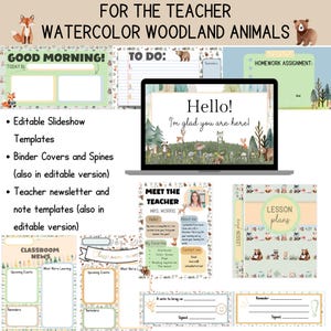 Woodland Classroom Decor Bundle: Watercolor Animals Theme (editable ...