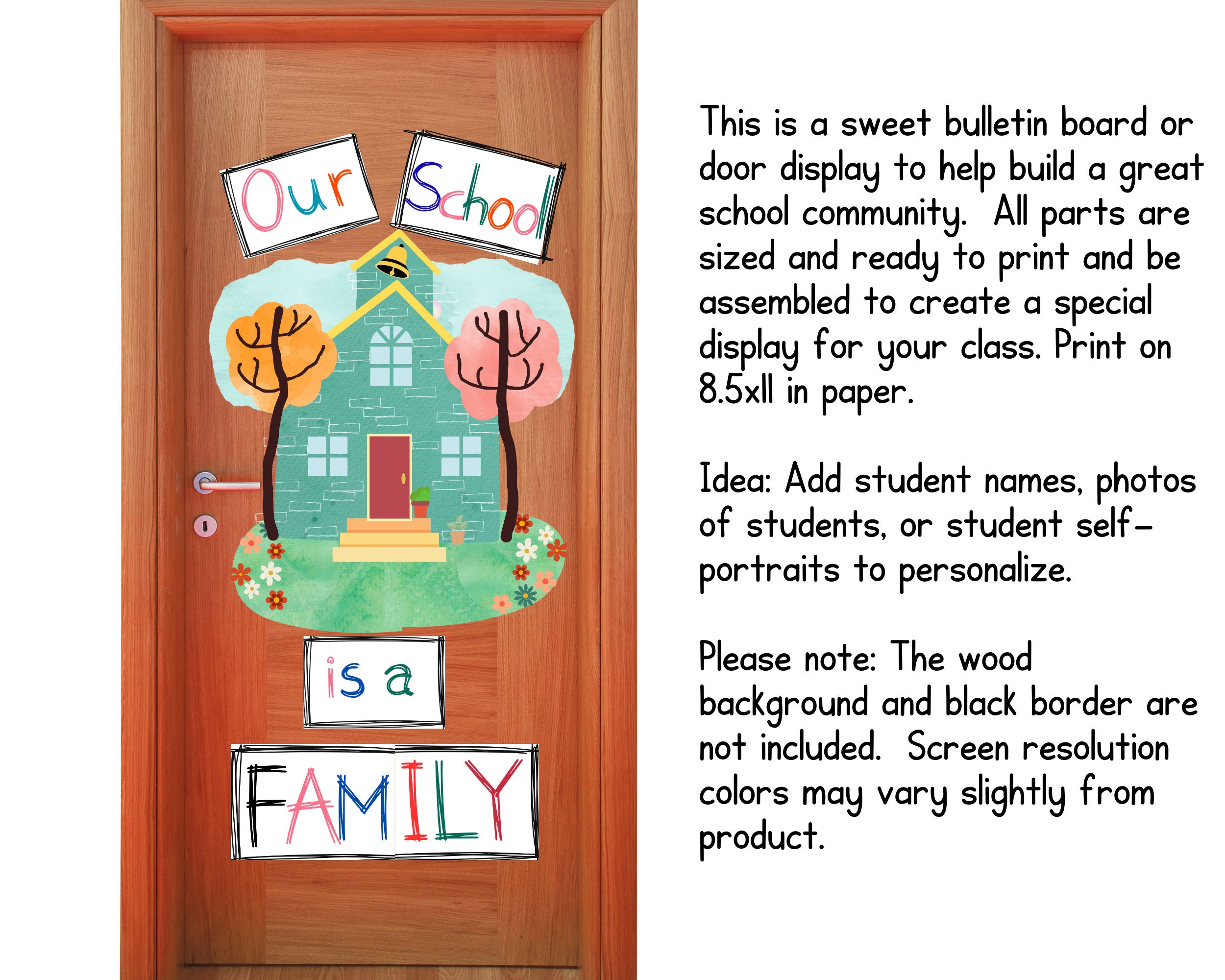 School is Family Bulletin Board or Door Decor Classroom Decor for ...