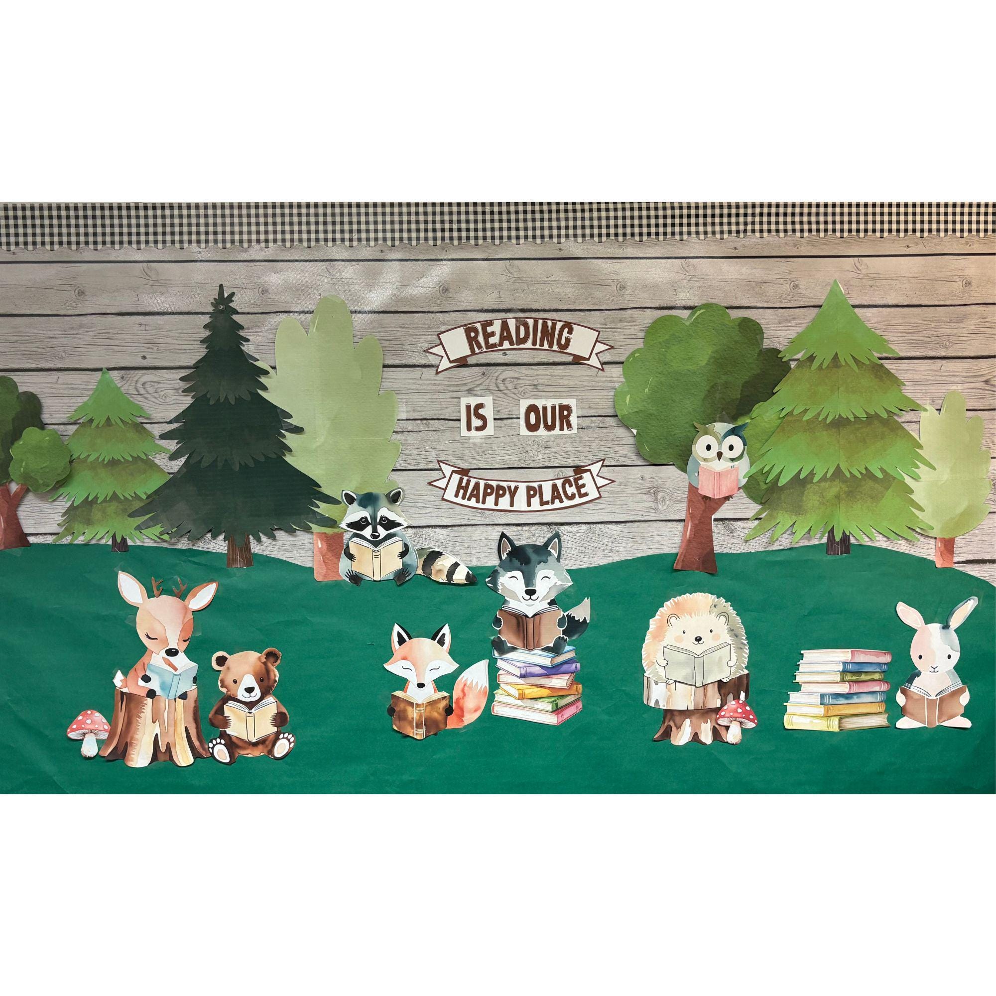 Watercolor Woodland Animals Reading Bulletin Board - Classroom Decor ...