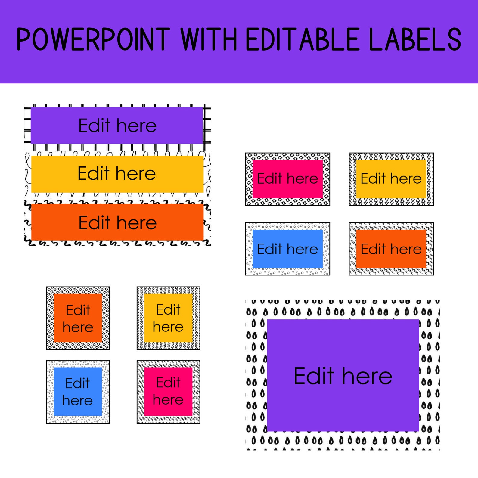 Basic Classroom Decor Set Happy Doodles Bright Colors Welcome Banner ...