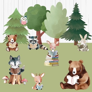 Watercolor Woodland Animals Reading Bulletin Board - Classroom Decor ...