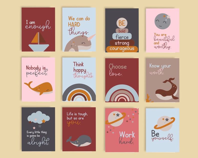 25 Affirmation Printables for Kids Boho Celestial Sea Animals - Etsy