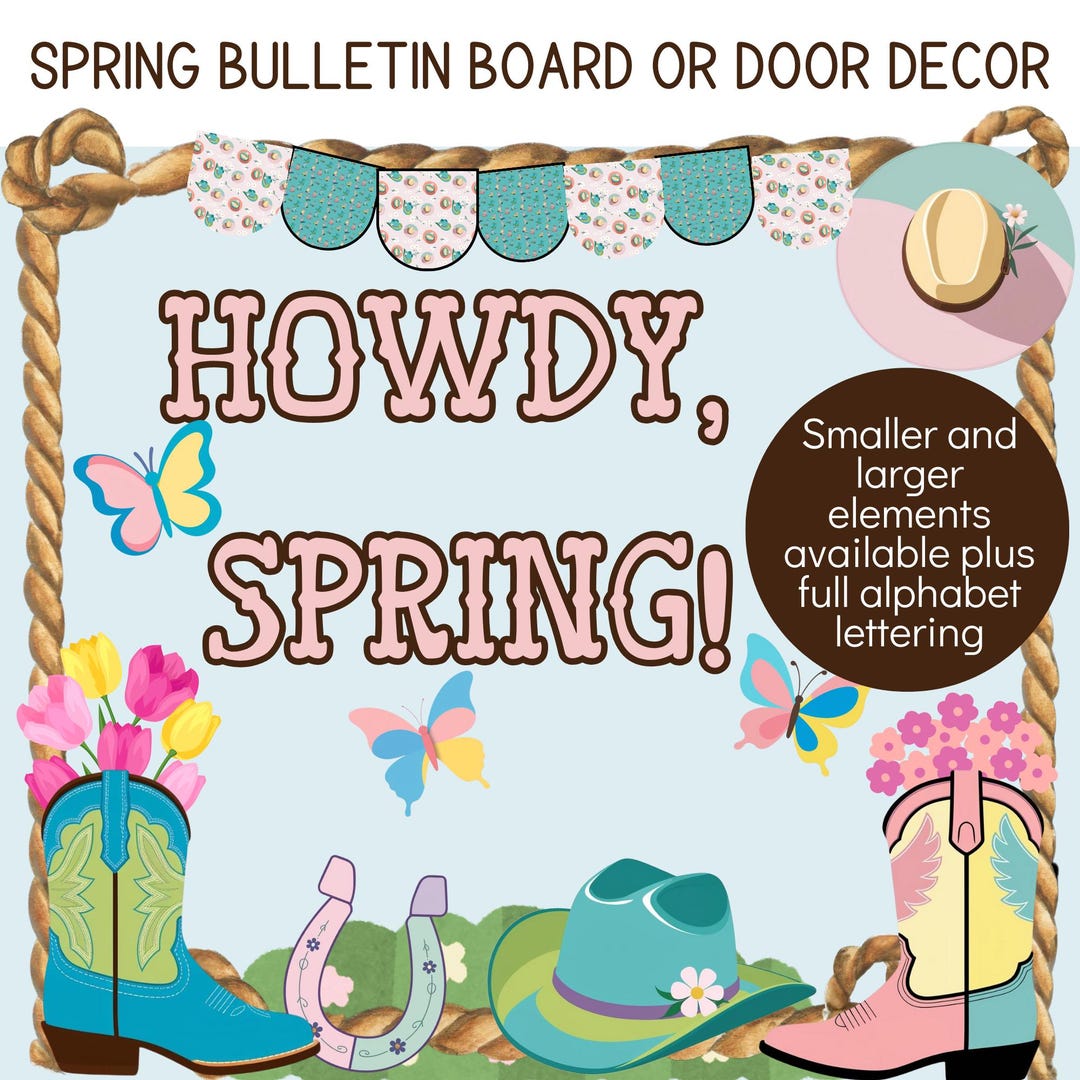 Howdy Spring- Western Themed Bulletin Board for Spring- Door Decor ...