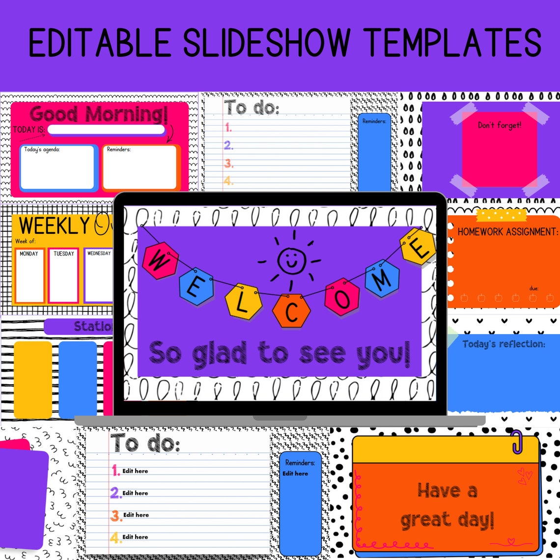 Editable Slideshow Templates, Binder Covers and Spines, and Teacher ...