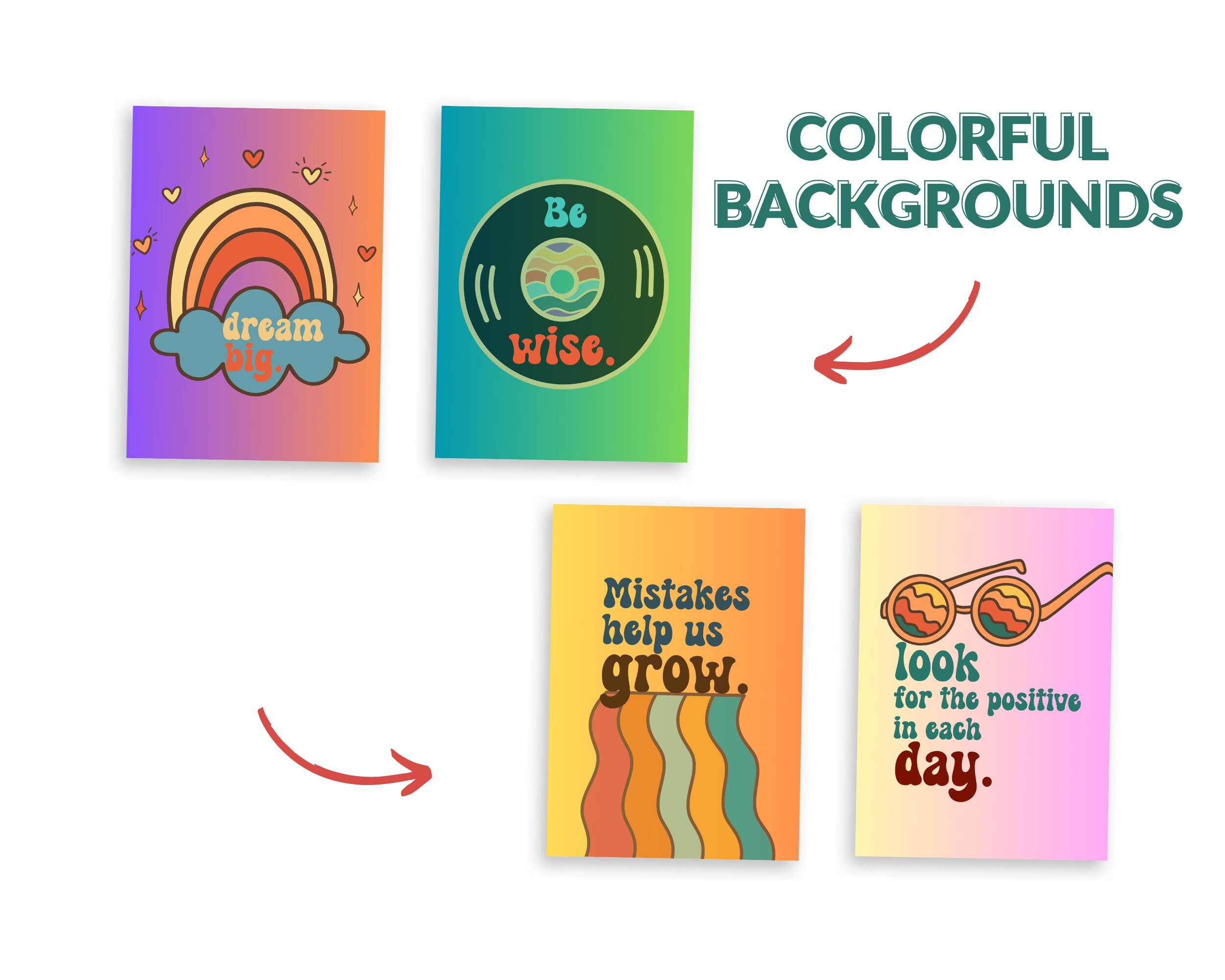 25 Motivational Printables for Kids Retro/groovy Theme - Etsy