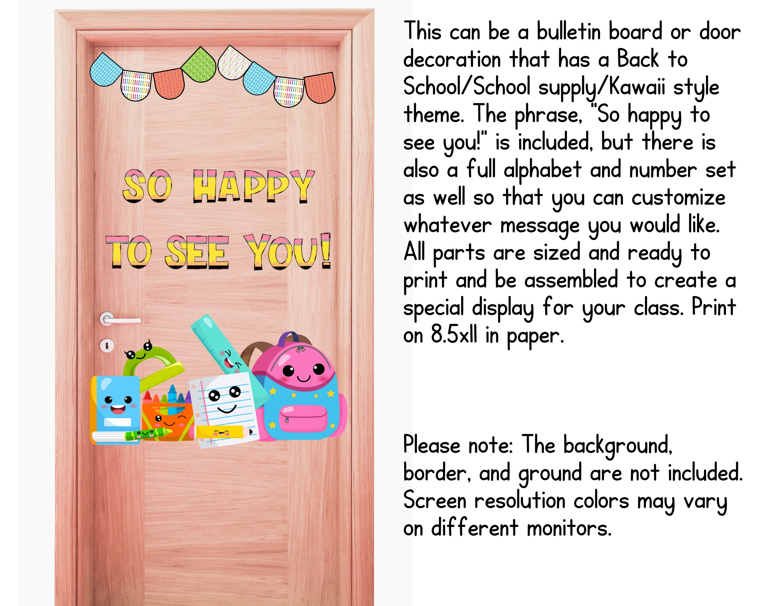 Kawaii Back to School Bulletin Board Decor Kit (digital Download) - Etsy