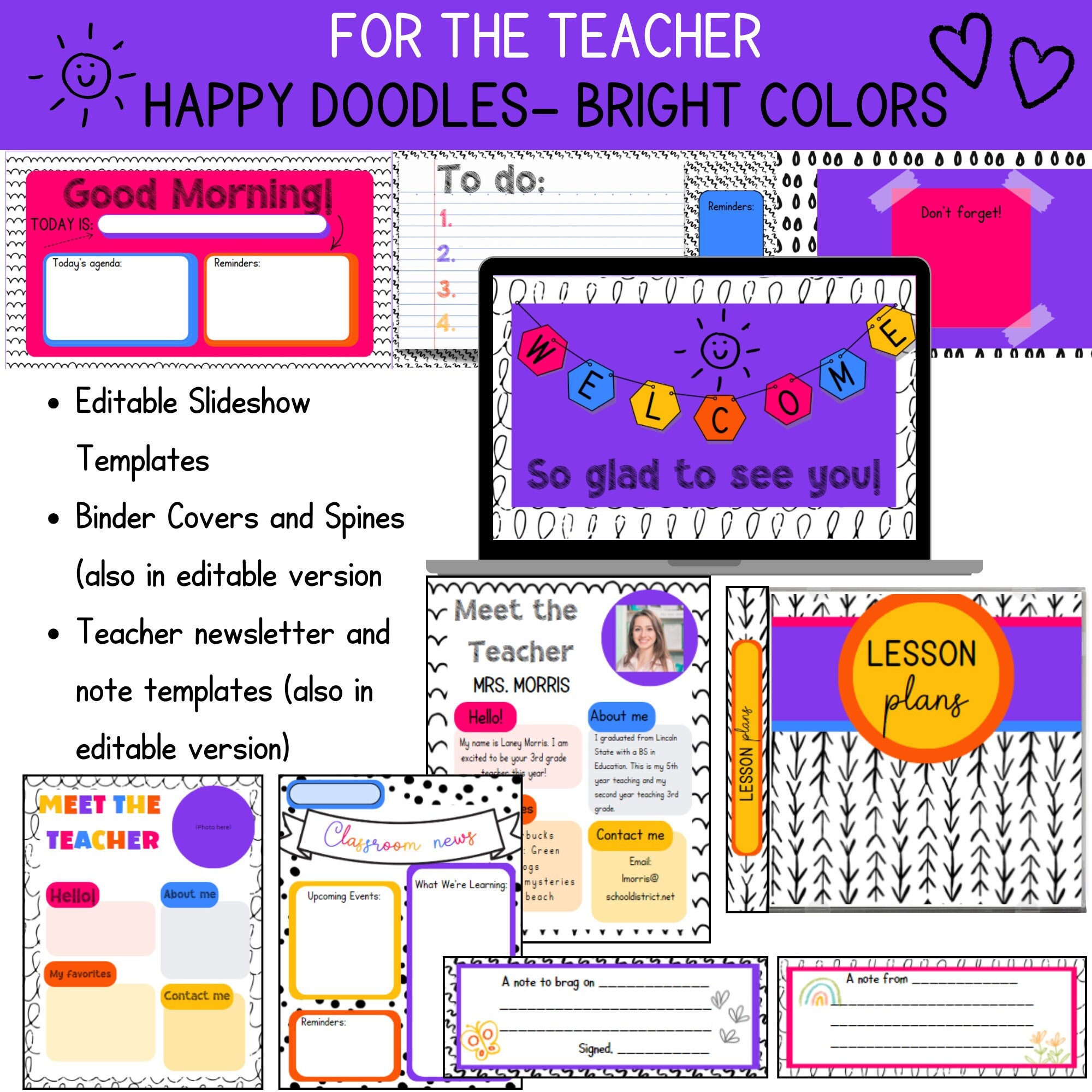 Editable Slideshow Templates, Binder Covers and Spines, and Teacher ...