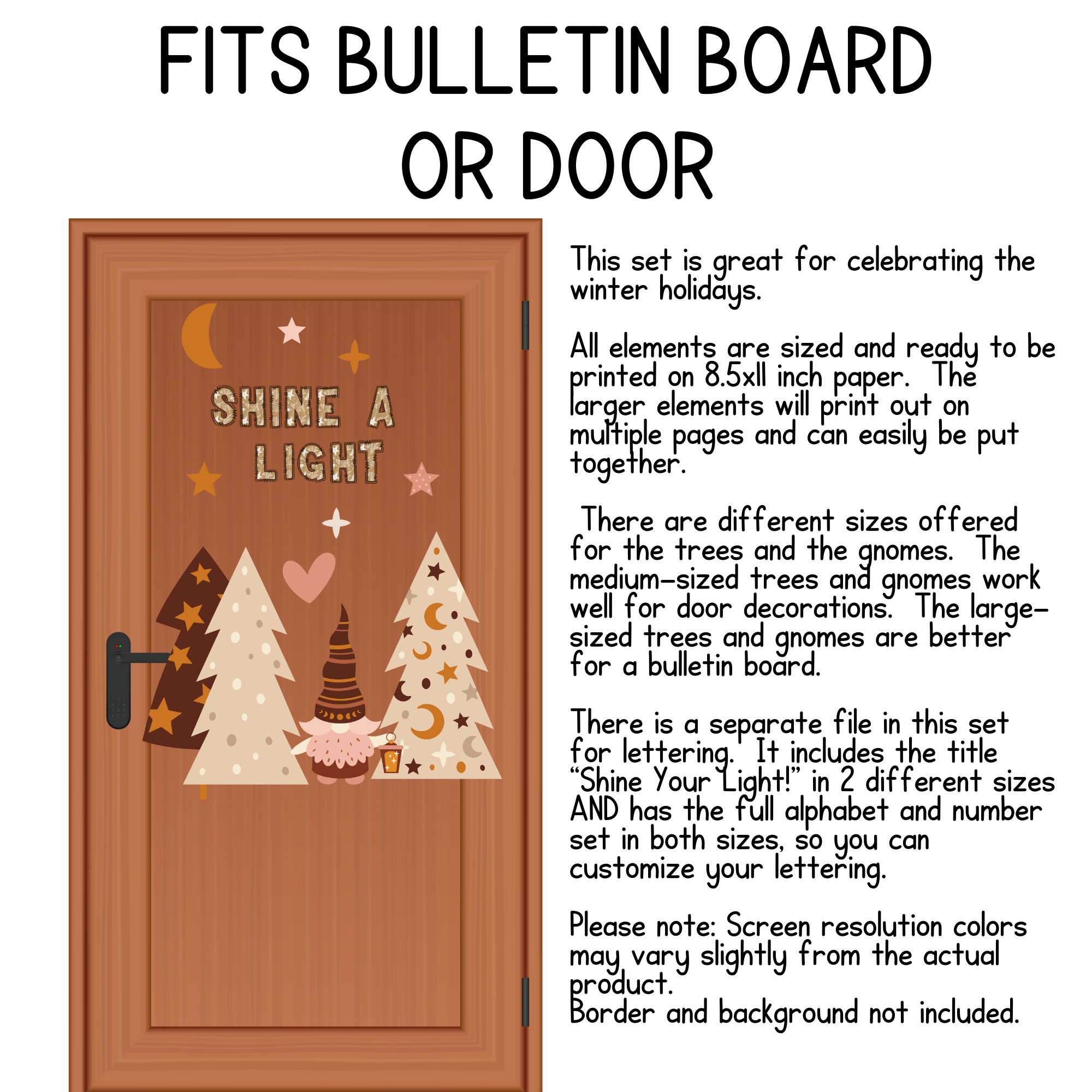 Shine Your Light Christmas Winter Holiday Classroom Bulletin Board Kit ...
