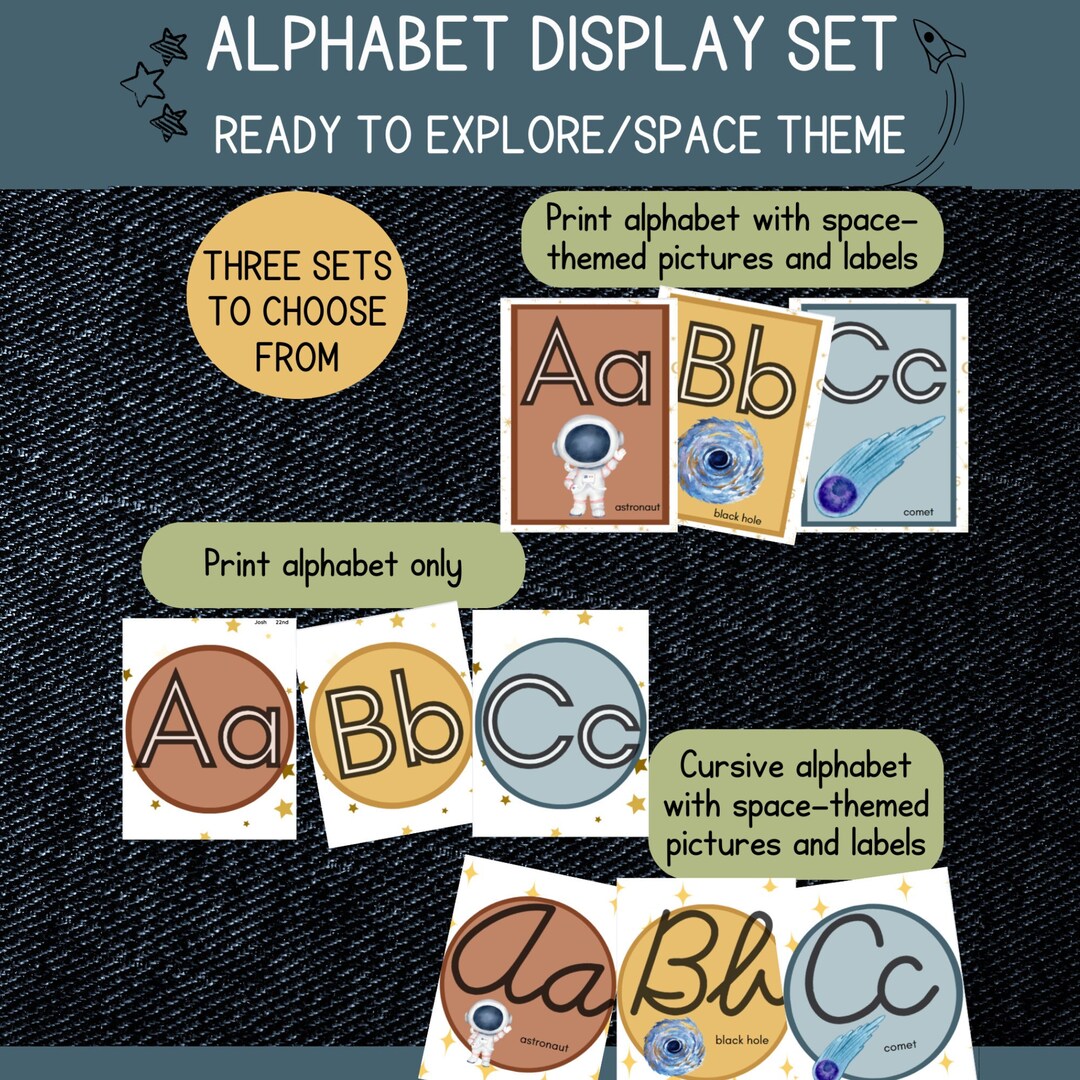 Alphabet Display Set- Space Themed- Ready to Explore- Print Alphabet ...
