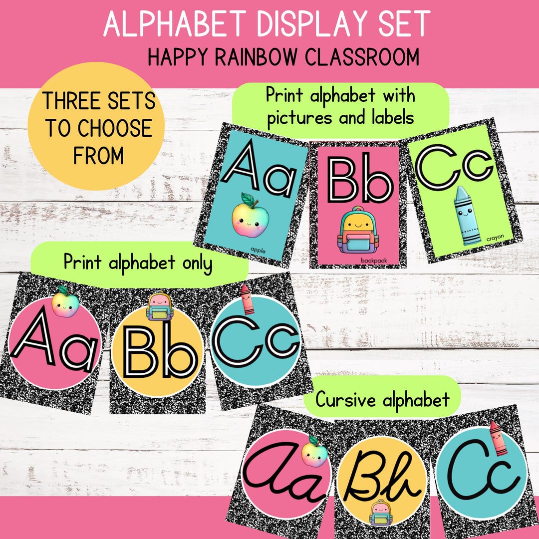 Rainbow Classroom Alphabet Posters | Printable ABC Wall Decor ...