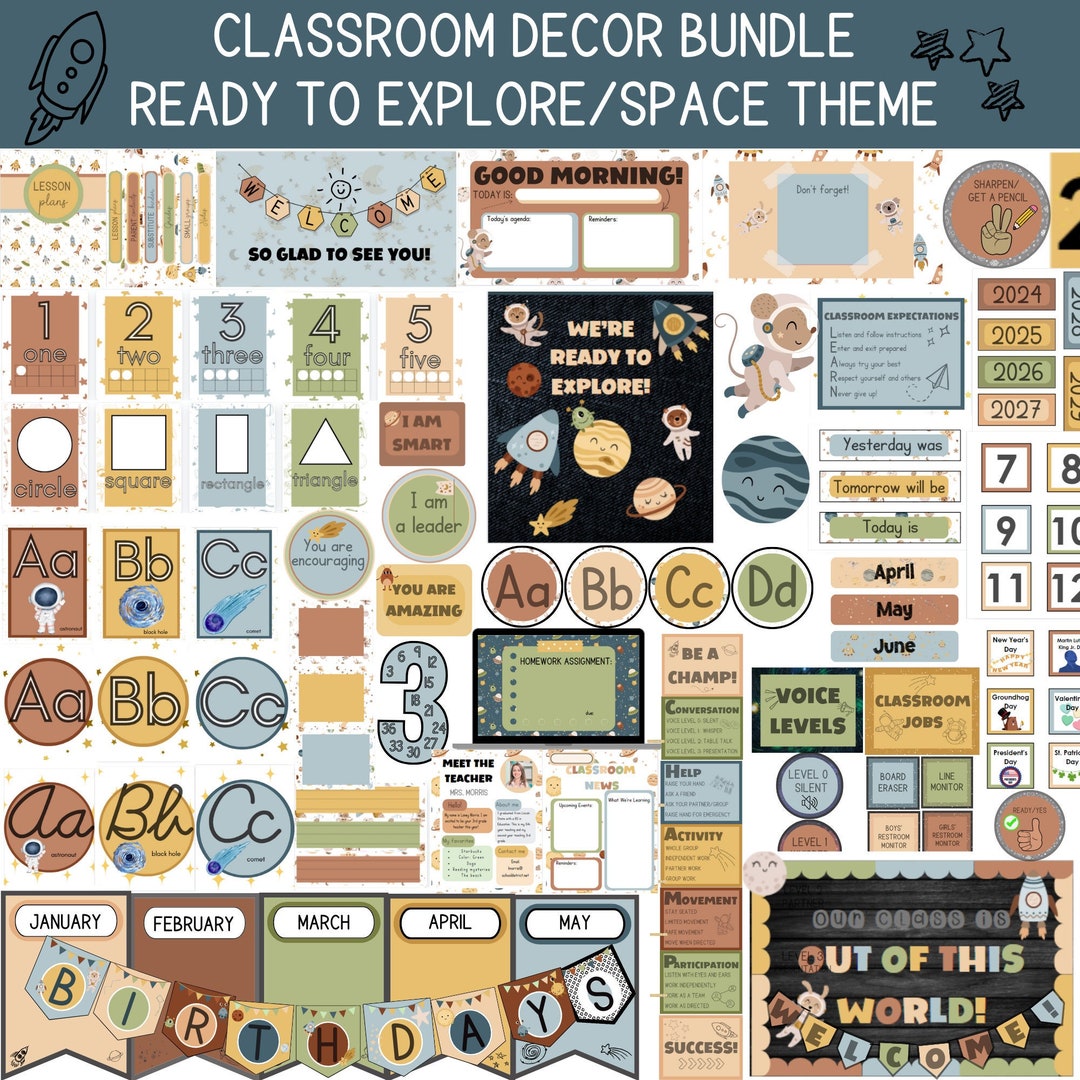 Space Theme Classroom Decor Bundle: Boho Elementary Decor (digital ...
