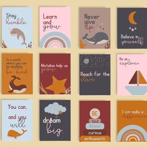 25 Affirmation Printables for Kids- Boho Celestial Sea Animals - Etsy