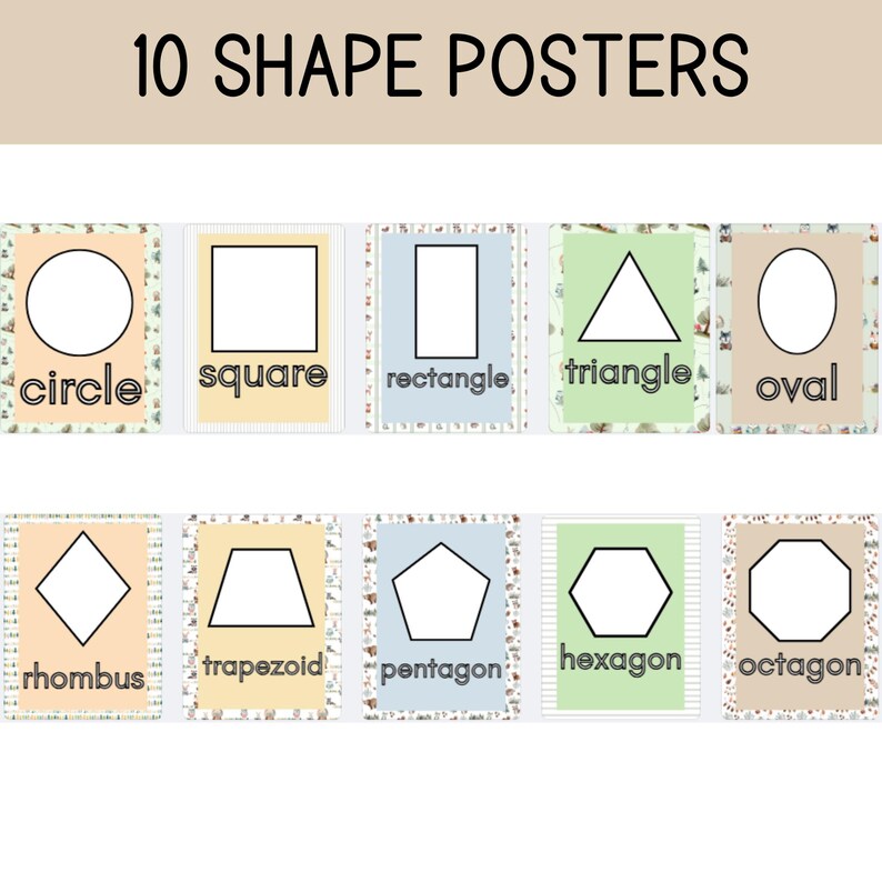 Woodland Animals Classroom Posters: Colors, Shapes, Numbers (PDF ...