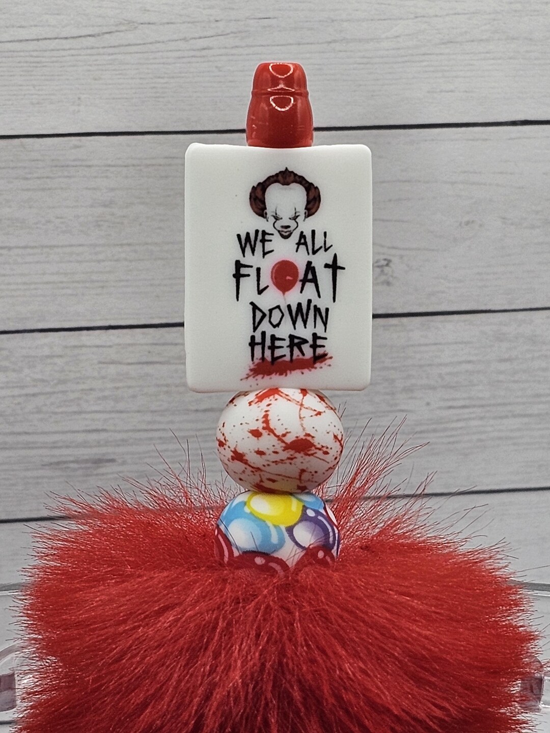 Creepy Scary Horror Movie Clown Silicone Beaded Ballpoint Floofy Pen ...