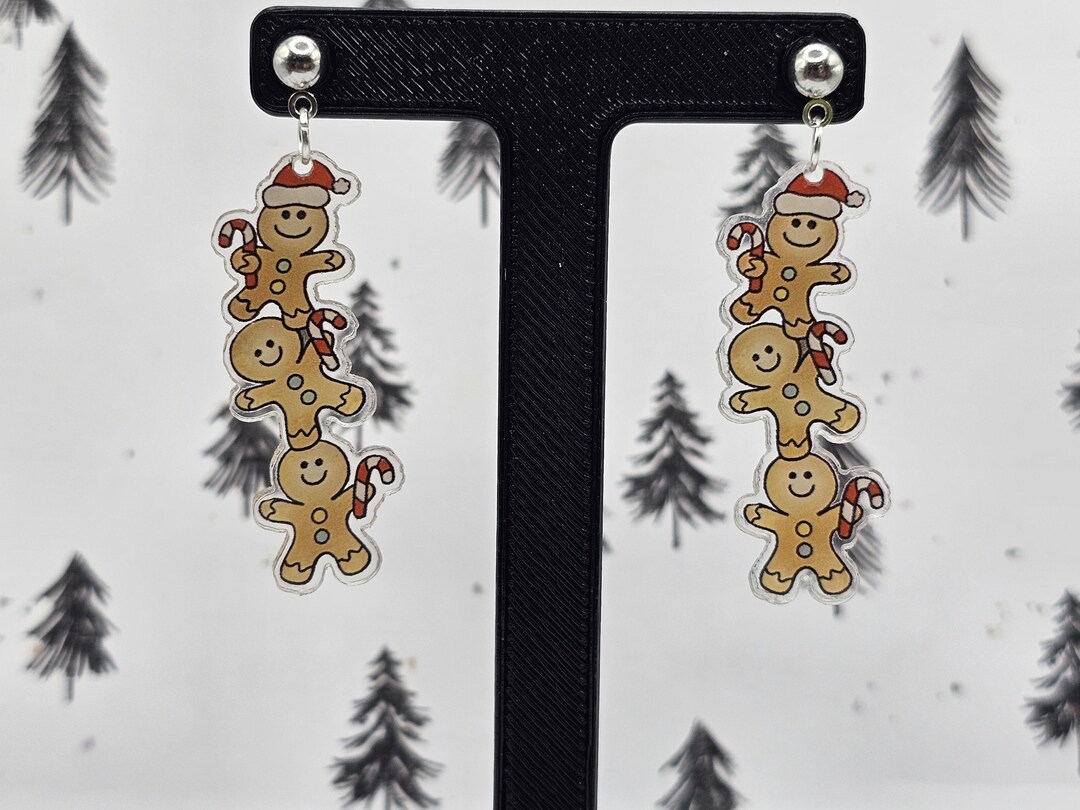 Christmas Gingerbread Man Acrylic Drop Earrings - Etsy