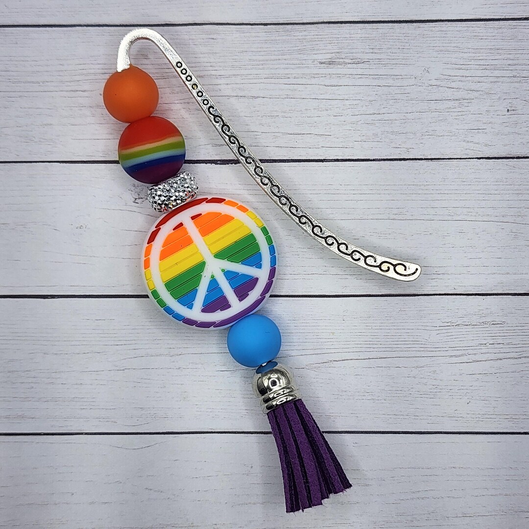 Cute Rainbow Peace Sign Beaded Bookmark - Etsy