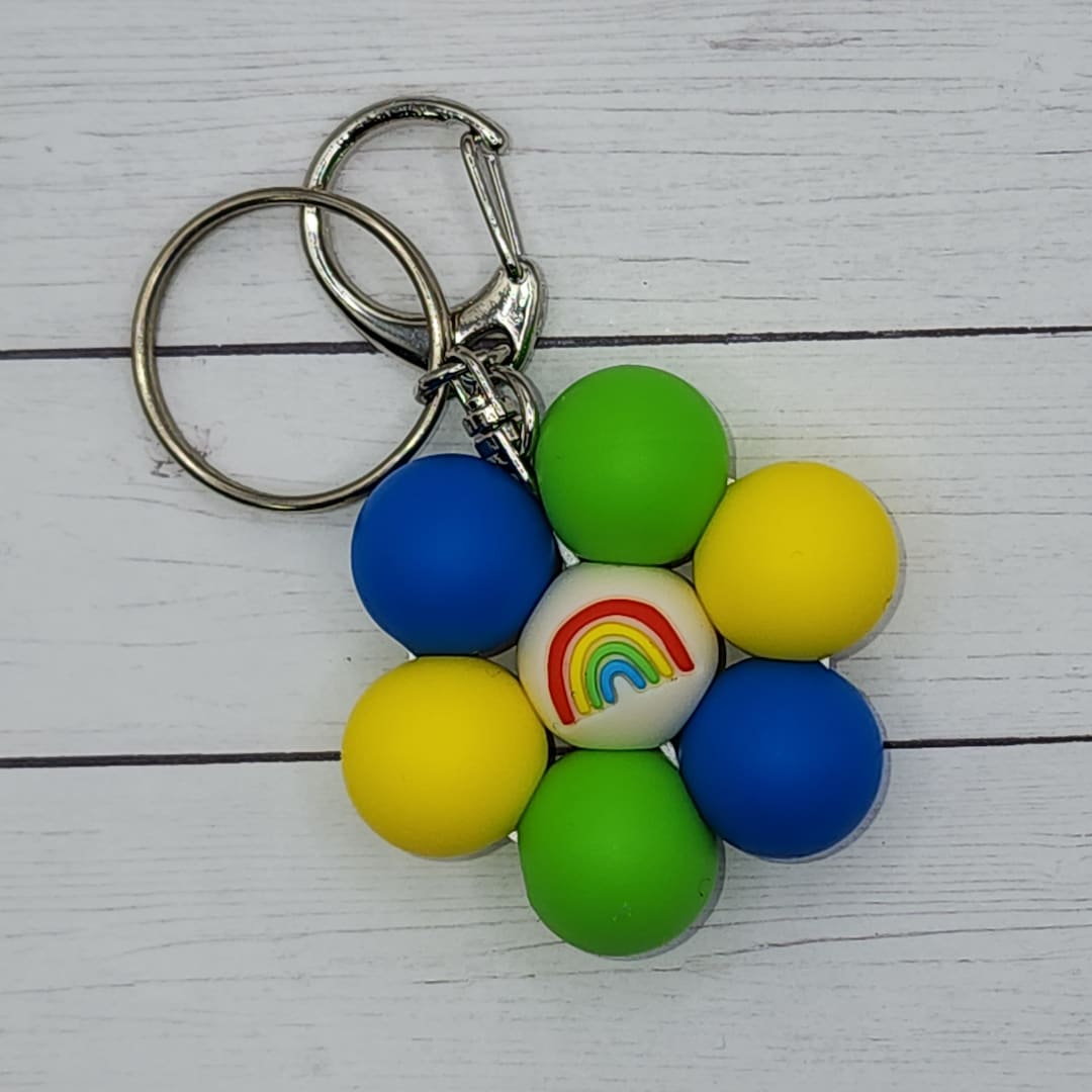 Cute Rainbow Silicone Beaded Flower Keychain/bag Clip - Etsy