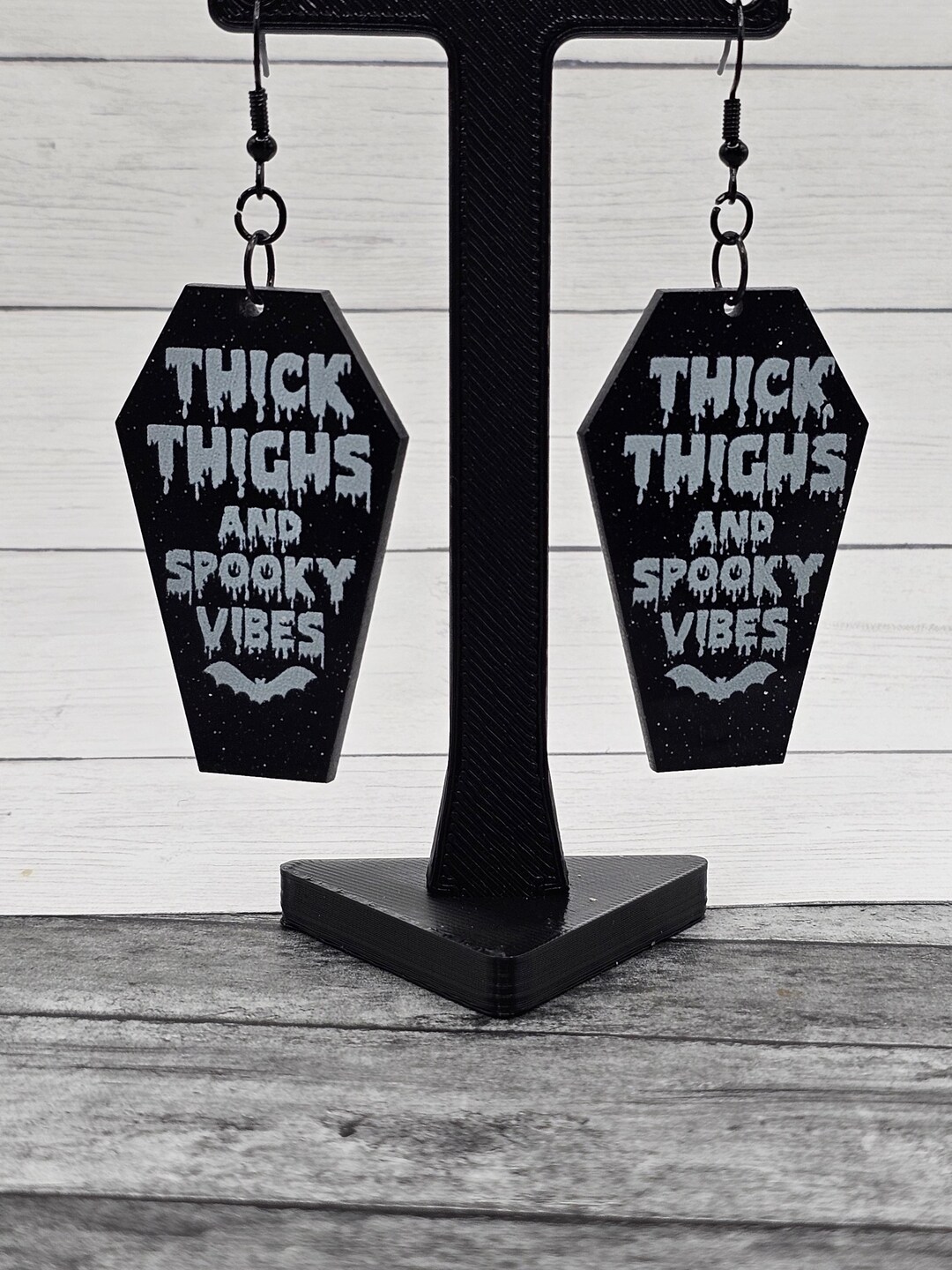 Funny Thick Thighs and Spooky Vibes Coffin-shapes Acrylic Halloween ...