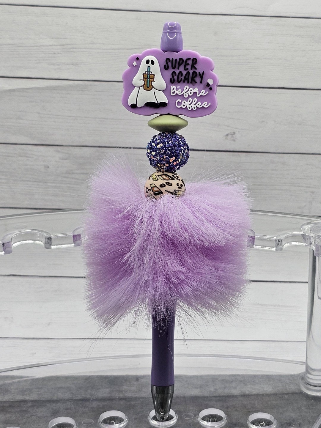 Super Scary Before Coffee Halloween Ghost Ballpoint Floof Pen With ...