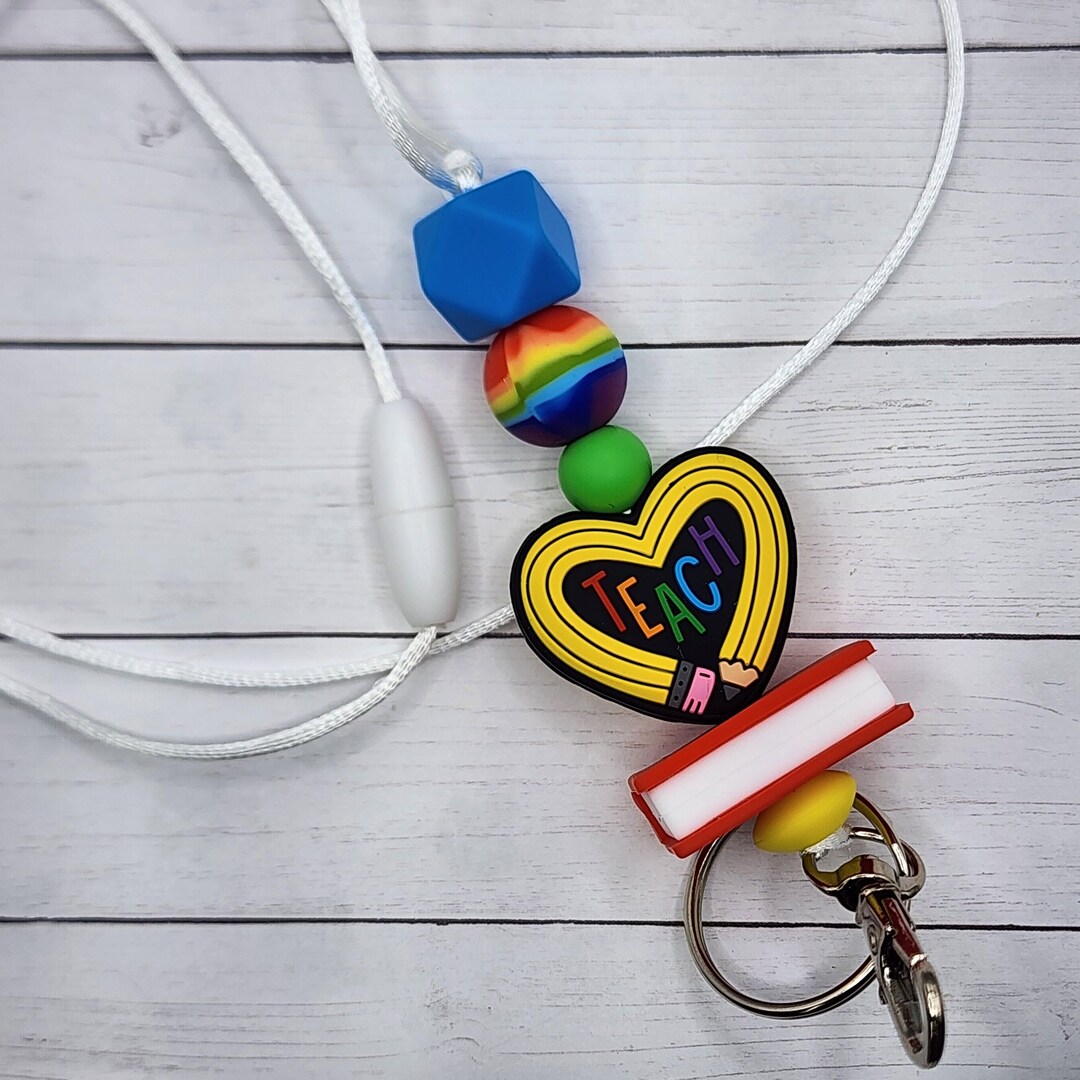 TEACH Colorful Pencil Heart Lanyard With Breakaway Clasp - Etsy