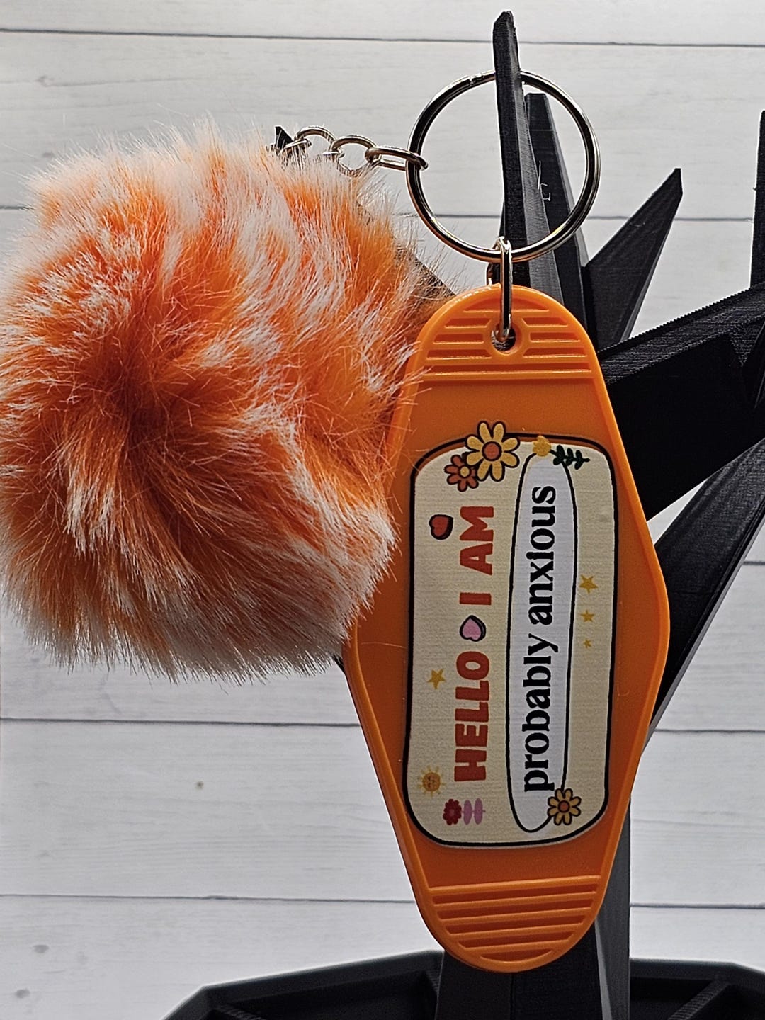 Hello, I Am Probably Anxious Hotel/motel Acrylic Keychain With Faux Fur ...