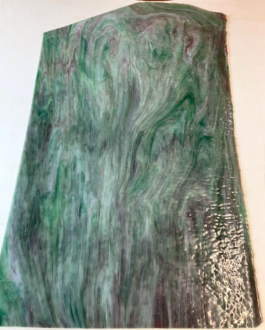 Green Grey Pink Semi-opal Streaky Art Glass - Etsy