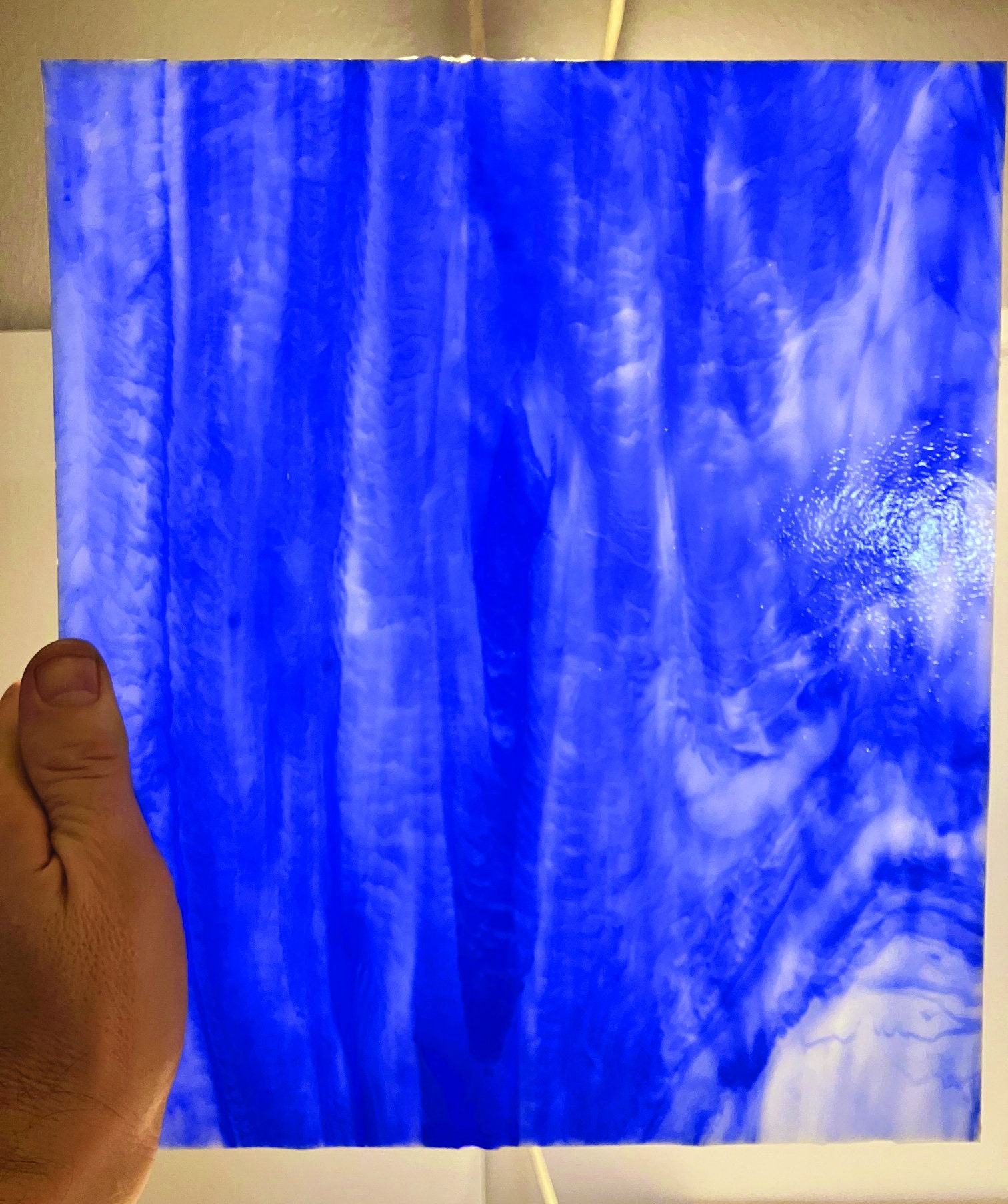 Kokomo Blue White Opalescent Wispy Art Glass Smooth - Etsy